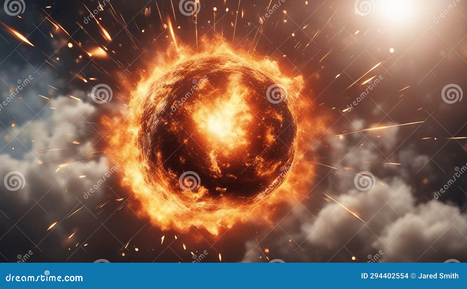 Fireball Exploding Shooting Sparks Flames and Fire Stock Illustration ...