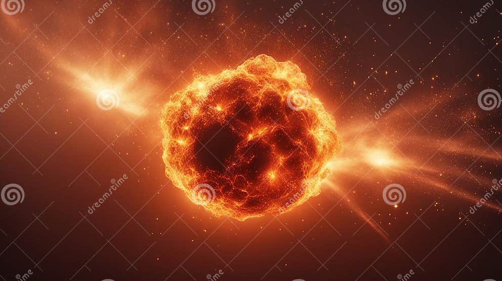 A Fireball Explosion in the Air, Creating a Huge Blast of Light and ...