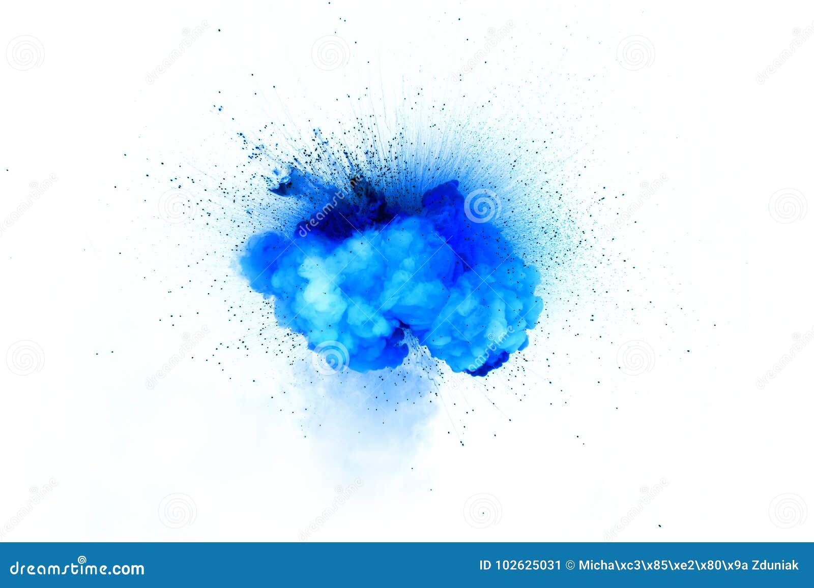 Realistic Blue Explosion with Sparks Over a White Background Stock ...