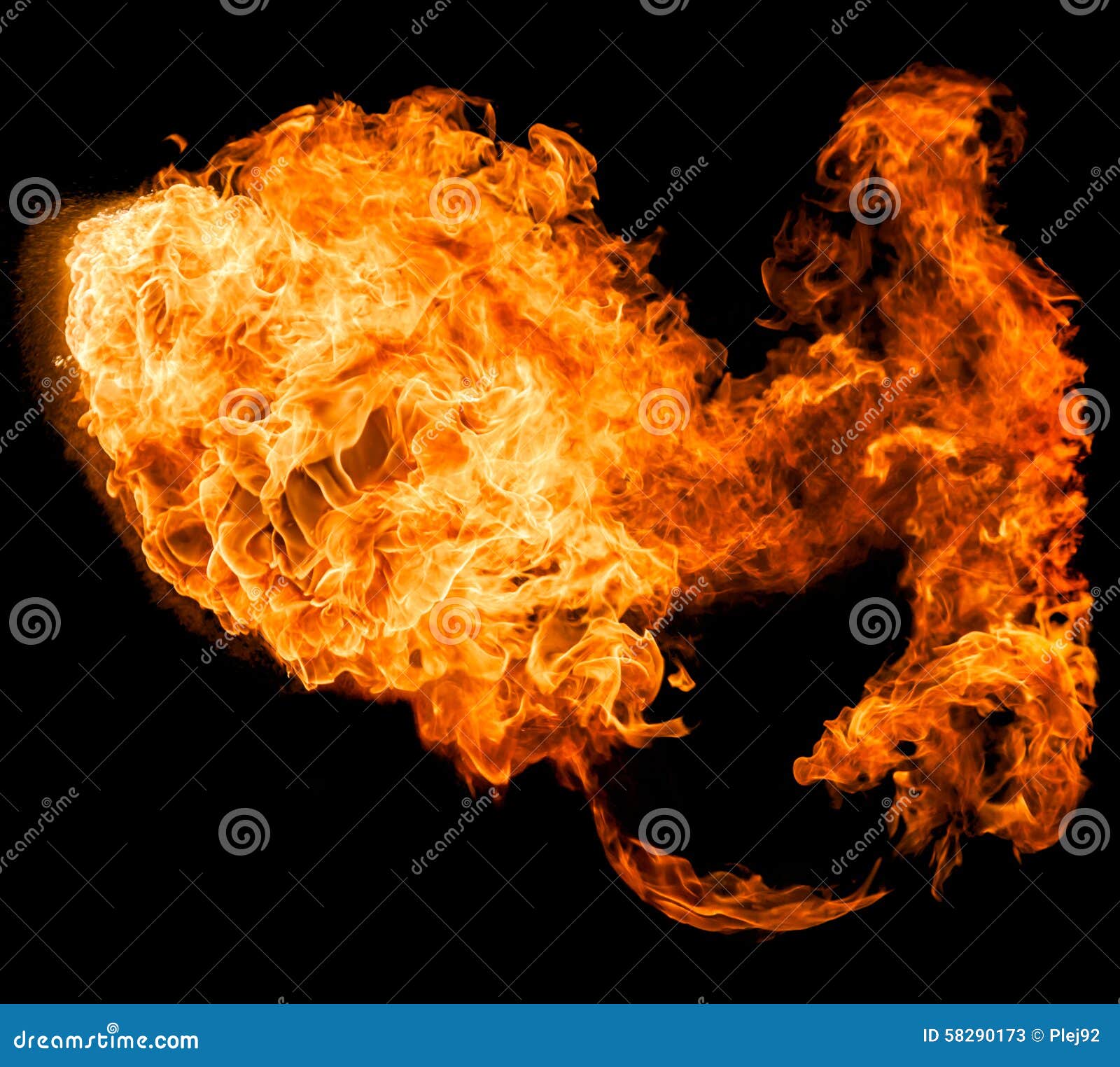 Fireball Isolated On Black, Flame Ball Stock Photography ...