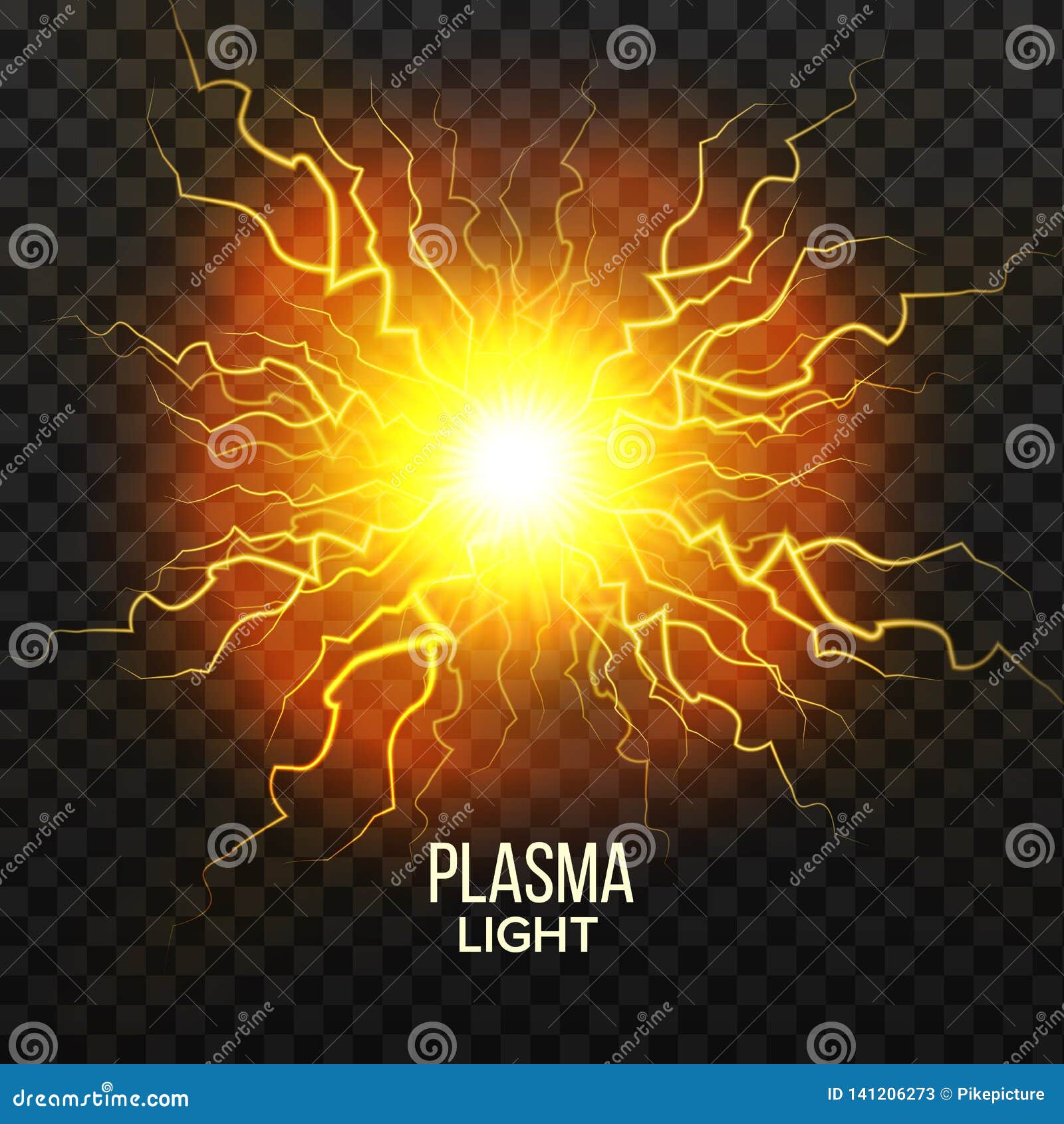 Fireball Plasma Vector. Lightning Effect. Magic Explosion. Voltage ...