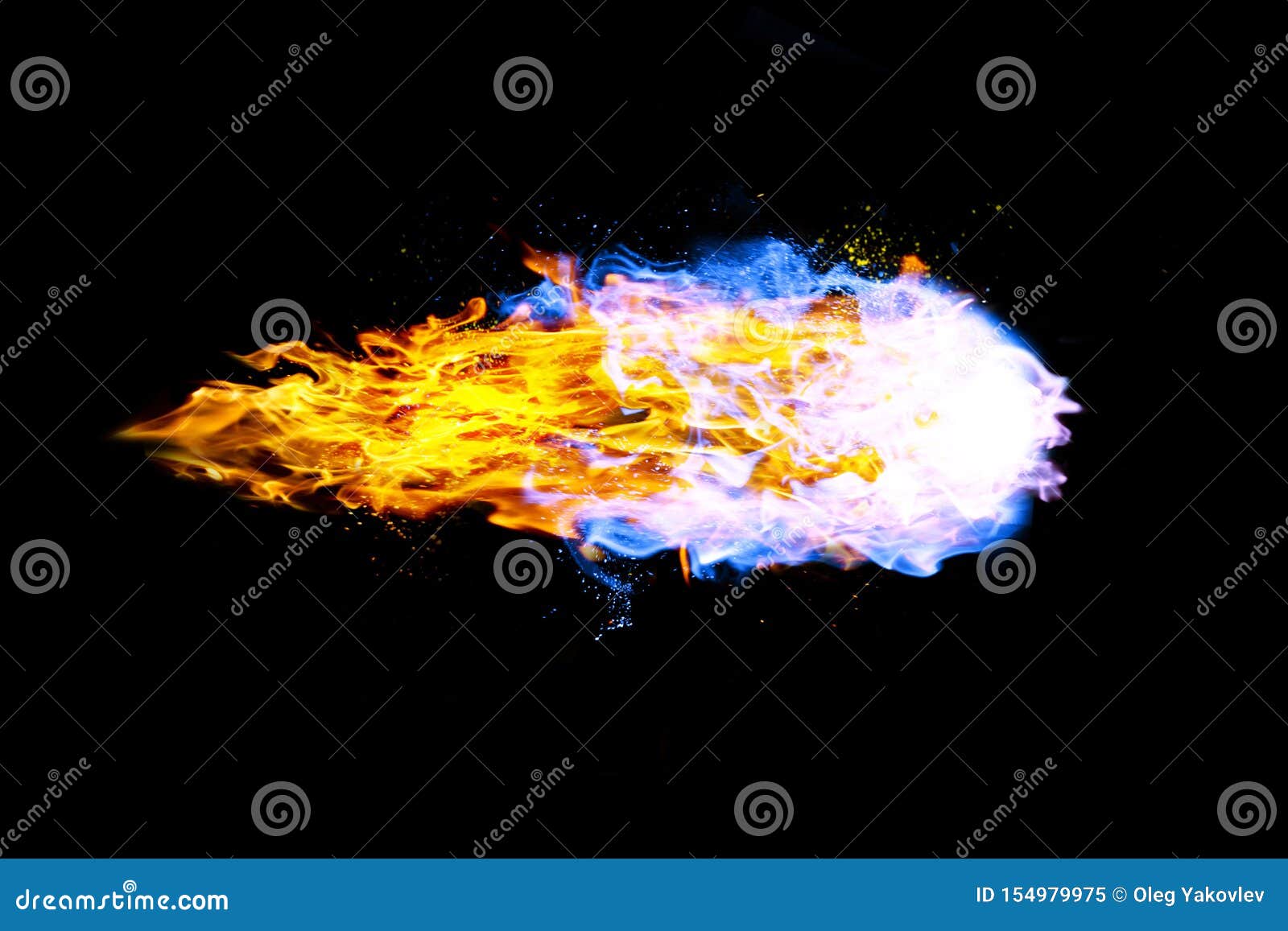 Fireball Realistic Fire, Isolated On Black Royalty-Free Stock ...
