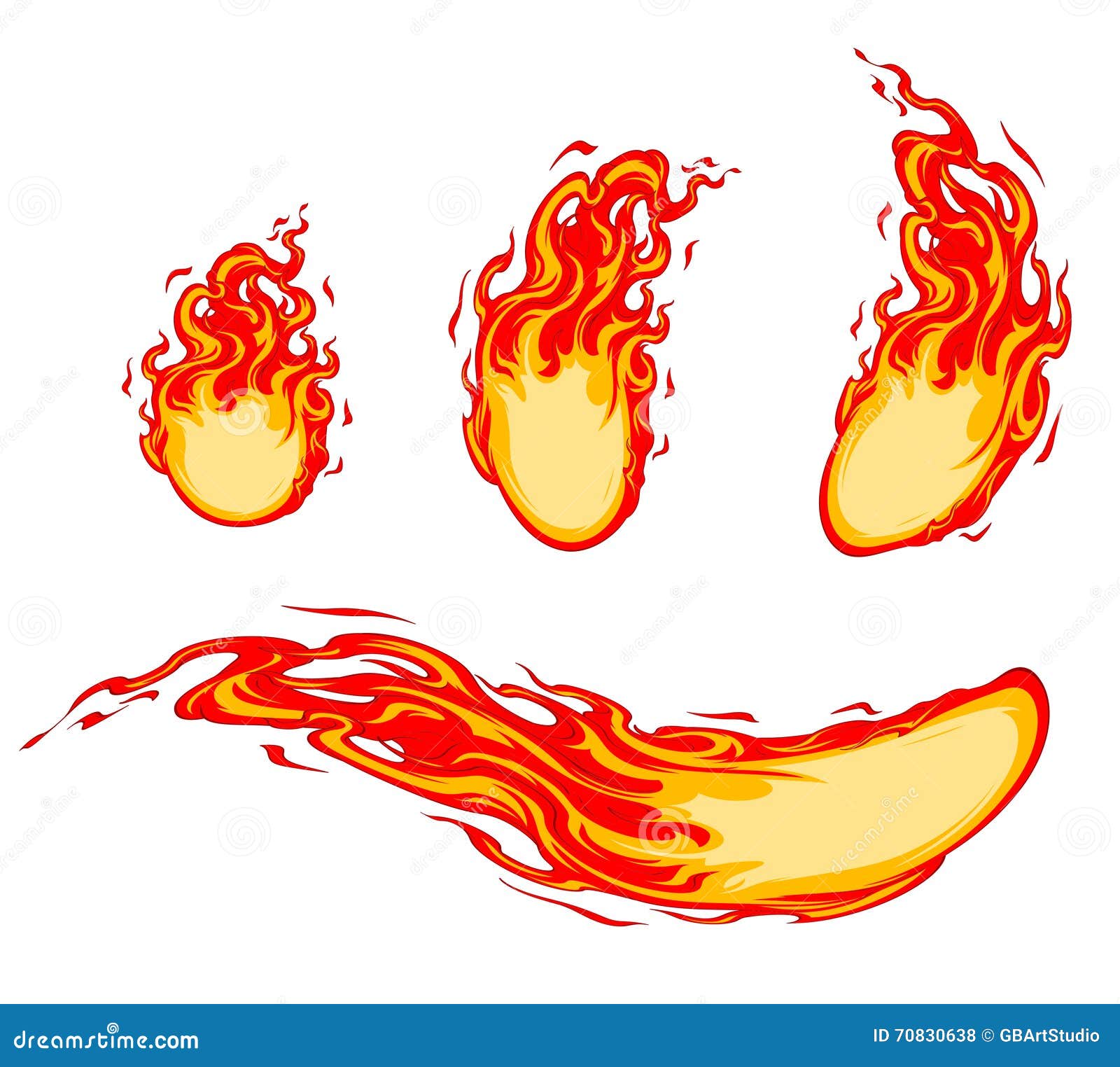 Fireballs and comets set stock vector. Illustration of fireball - 70830638