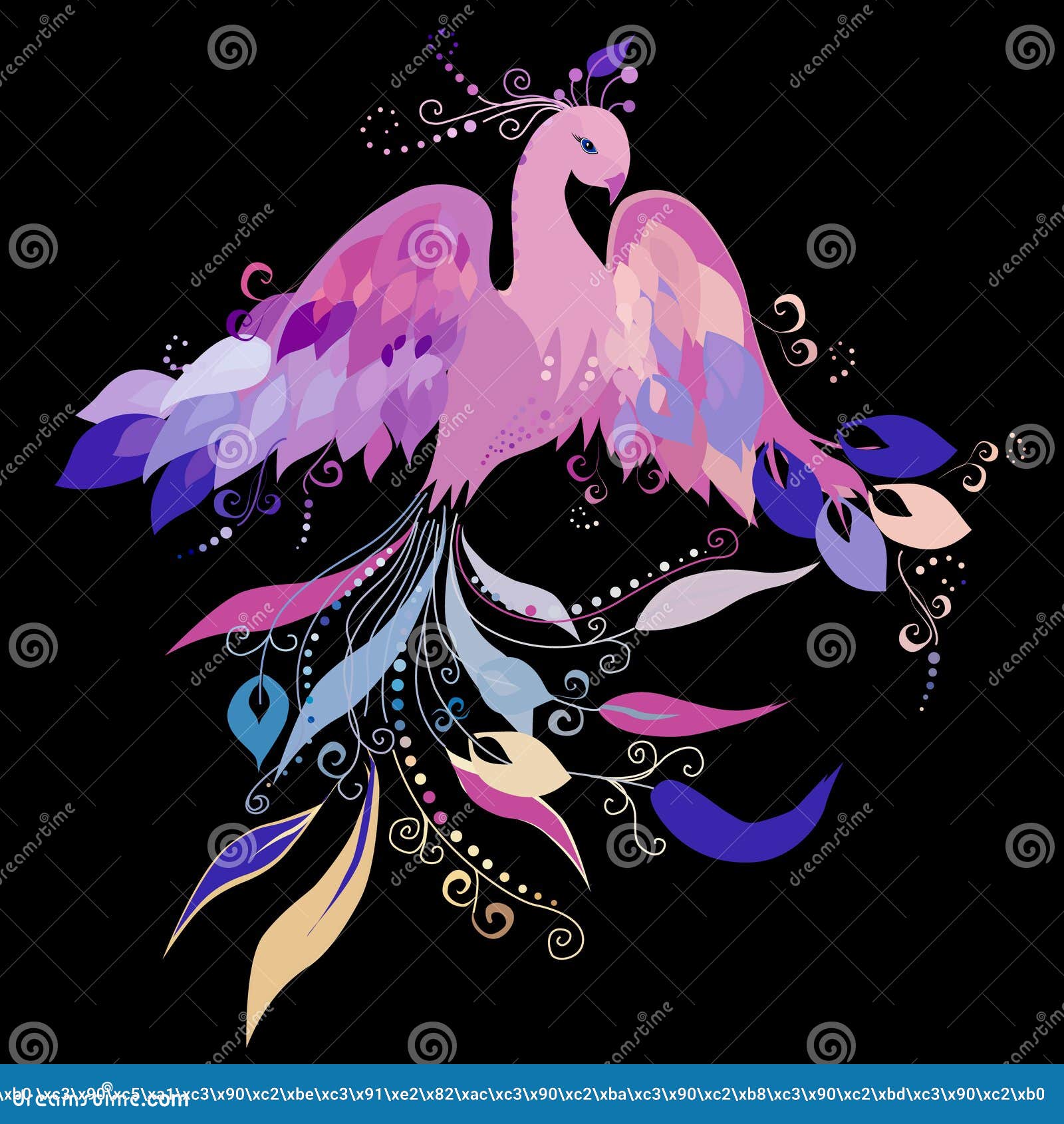 Firebird Vector Seamless Pattern. Stylized Bird Seamless Texture ...