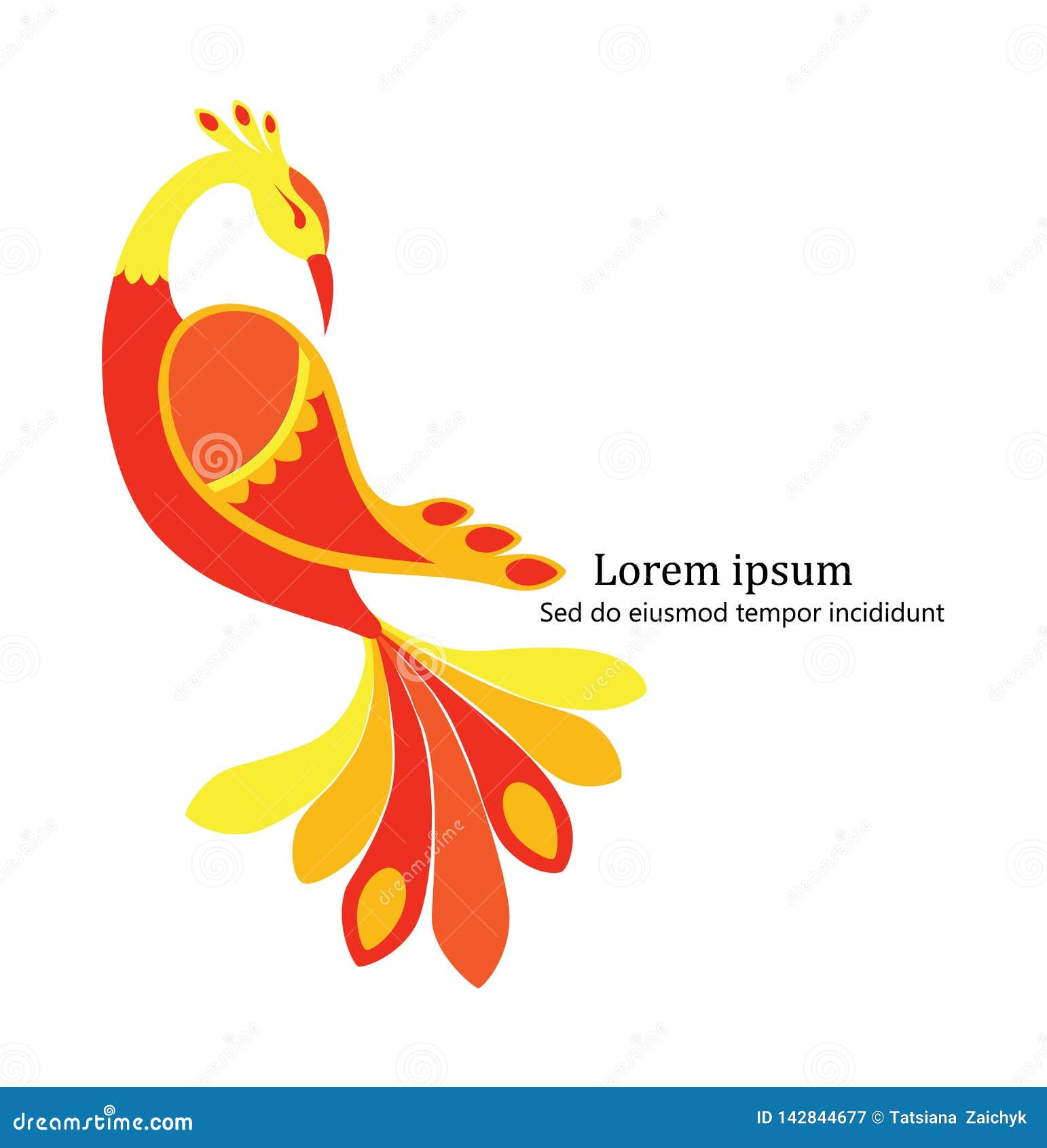 Firebird stock vector. Illustration of feather, flame - 142844677