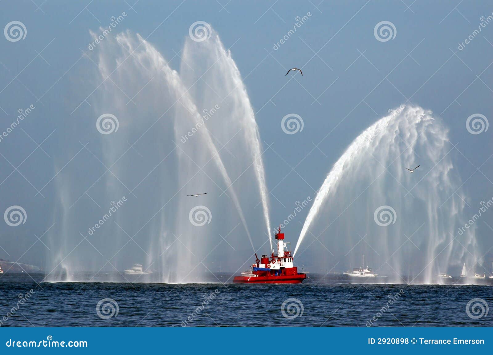 Fireboat in Action stock photo. Image of pumping, protection - 2920898