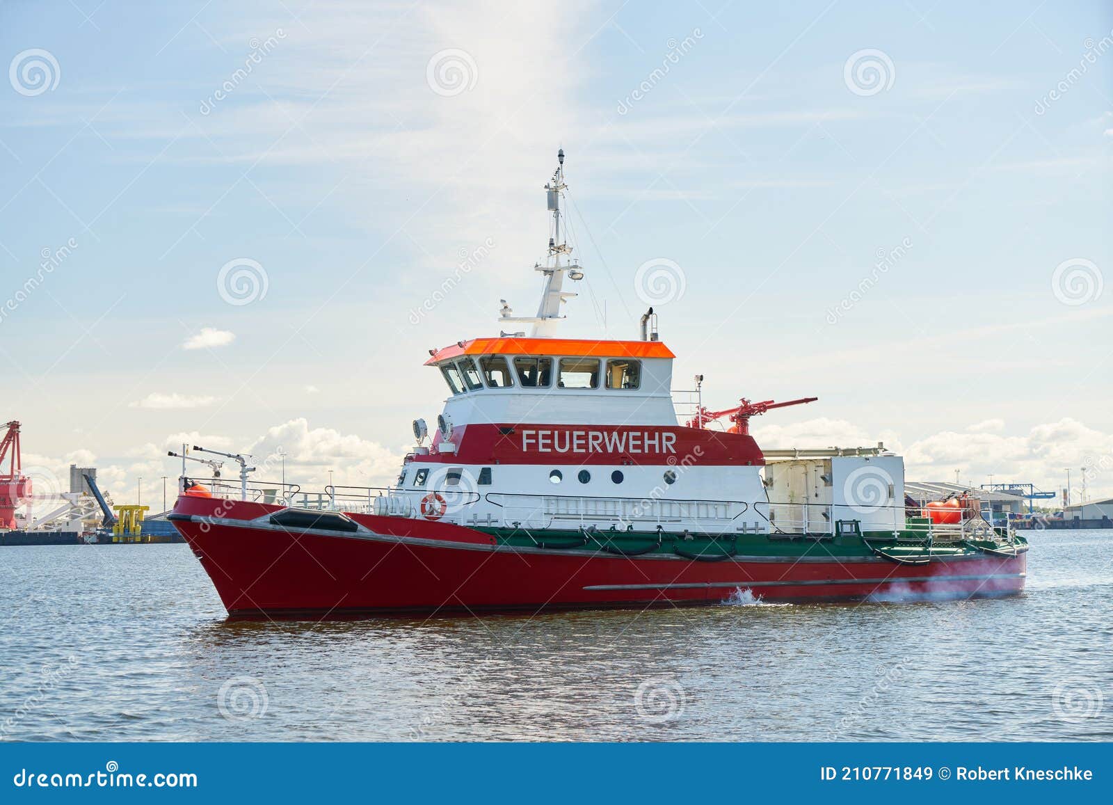 Fireboat As a Fire Brigade Ship in the Harbor Stock Image - Image of ...