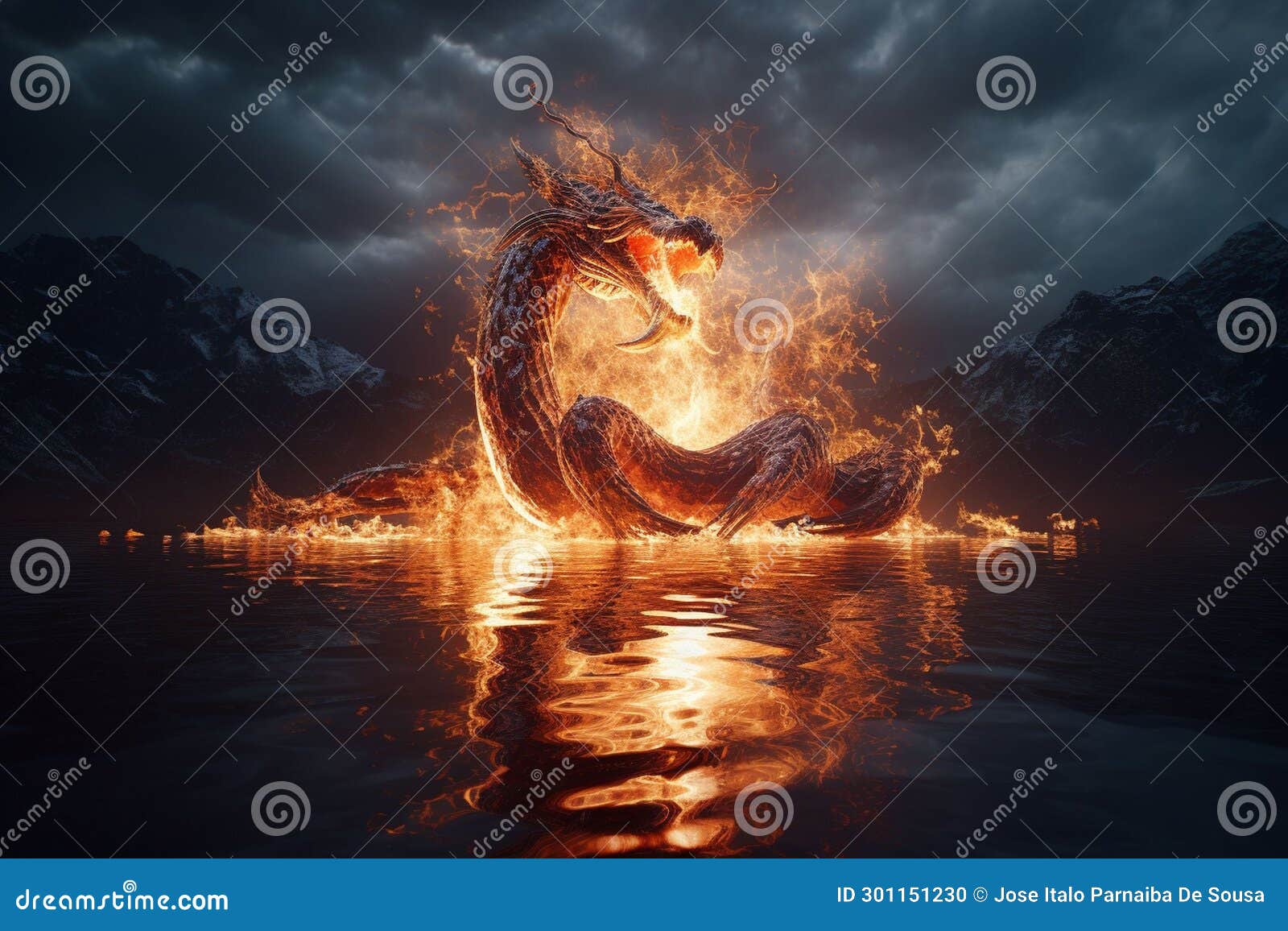 Hydra Mystical Water Snake Roars - Isolated On Green Screen Royalty ...
