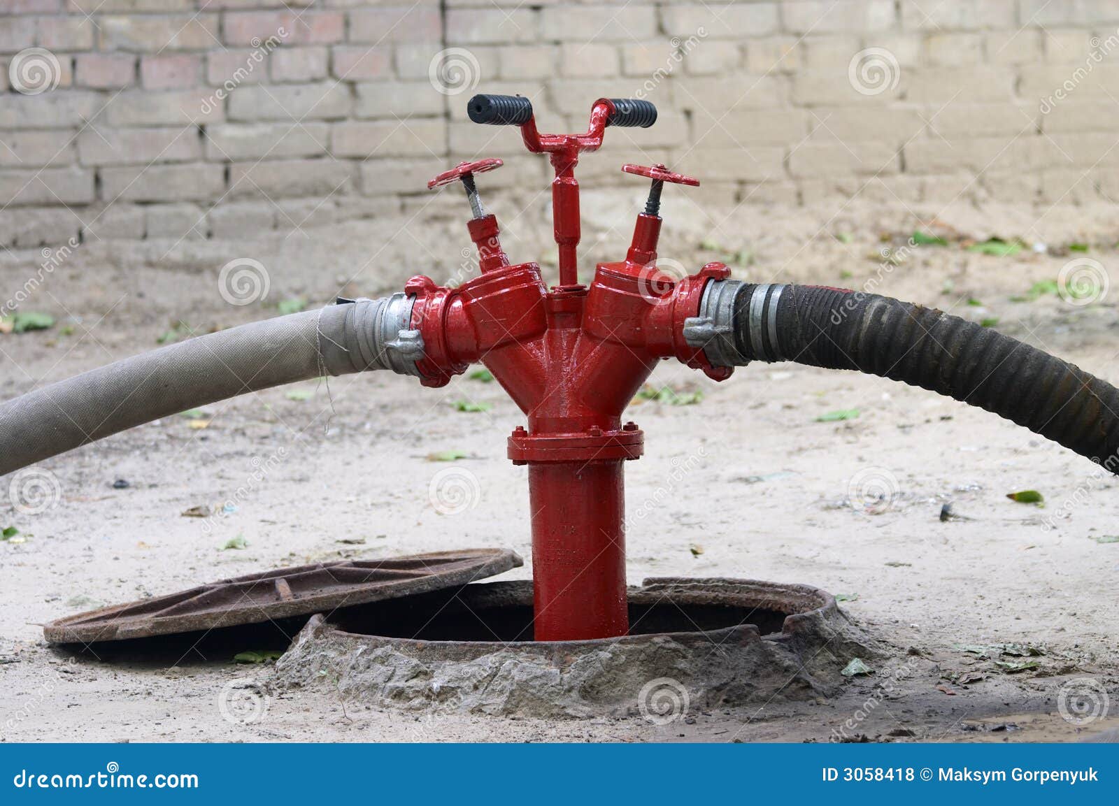 Firecock and firehose stock photo. Image of faucet, fire - 3058418