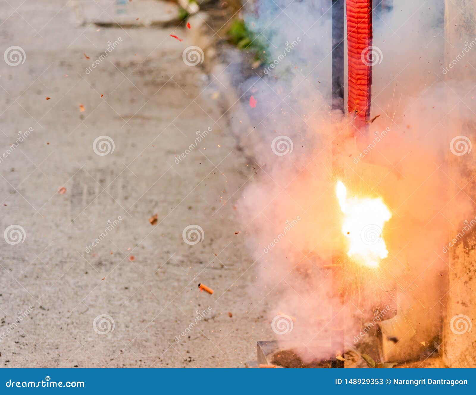 Firecracker Bunch Hanging Down and Lit the Fire Stock Image - Image of ...
