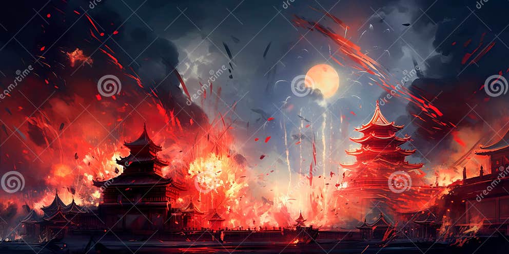 Firecracker Display, Symbolizing the Banishment of Evil Spirits and the ...