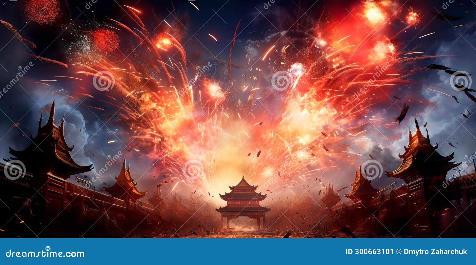 Firecracker Display, Symbolizing the Banishment of Evil Spirits and the ...