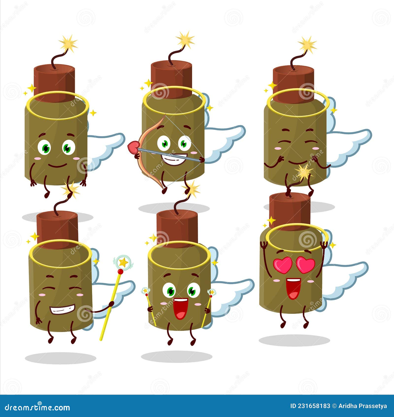 Firecracker Explosive Cartoon Designs As a Cute Angel Character Stock ...