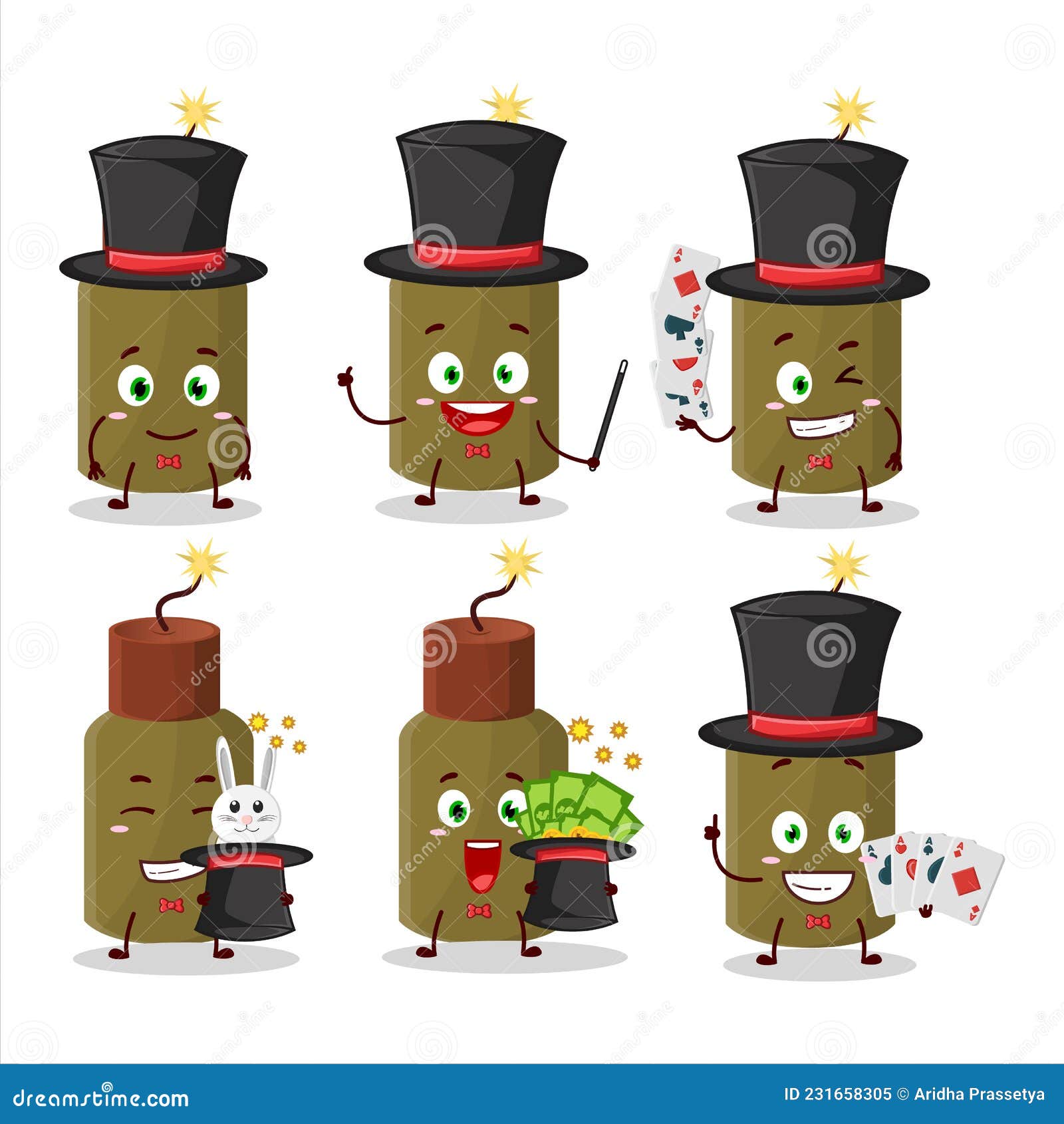 A Firecracker Explosive Magician Cartoon Character Perform on a Stage ...