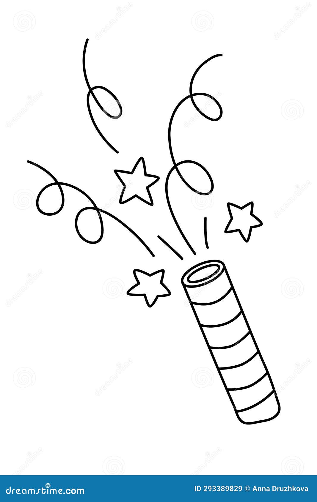 Firecracker Hand Drawn Doodle Vector Illustration Black Outline Stock ...