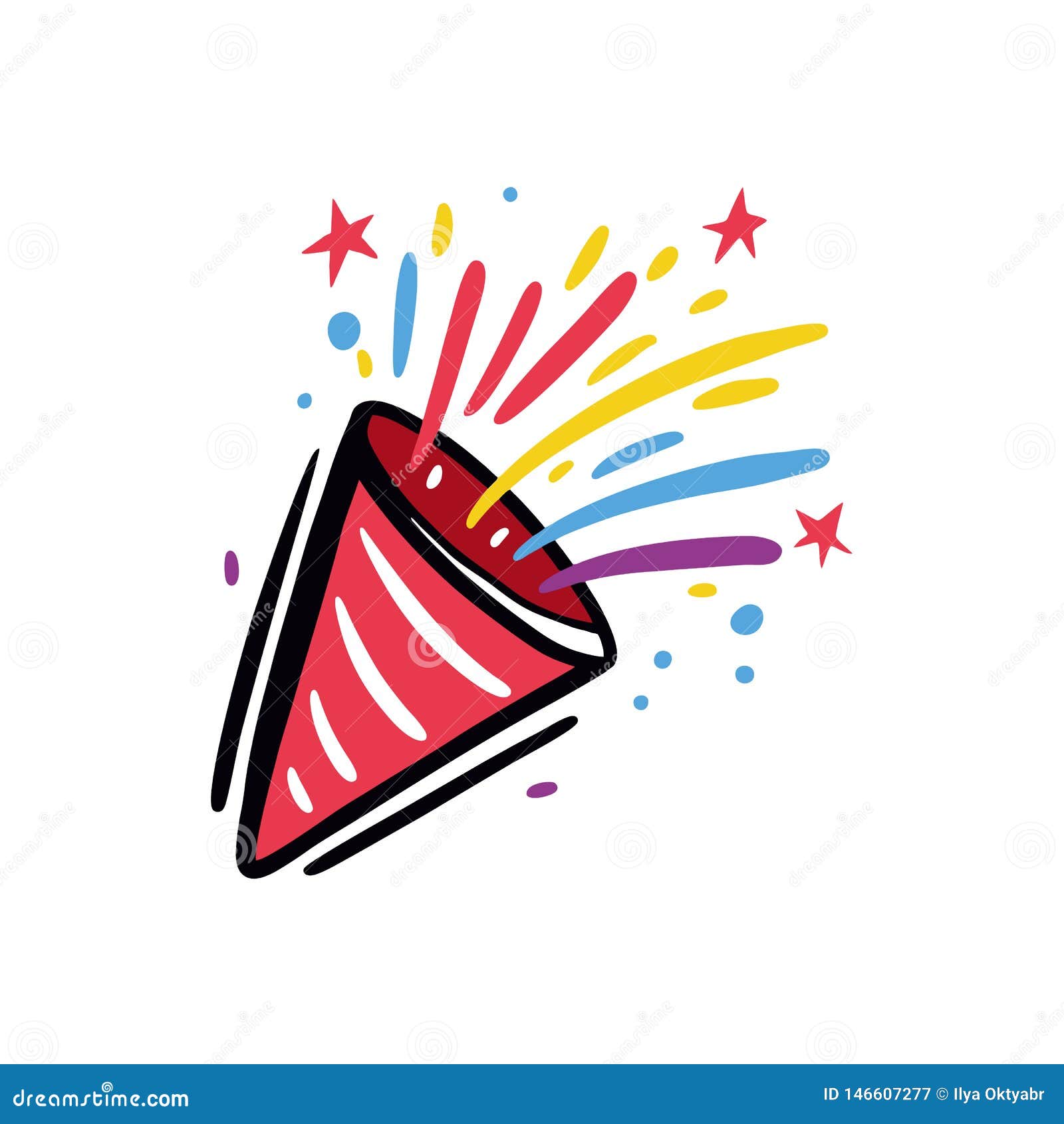 Firecracker Hand Drawn Vector Illustration. Cartoon Style Stock ...