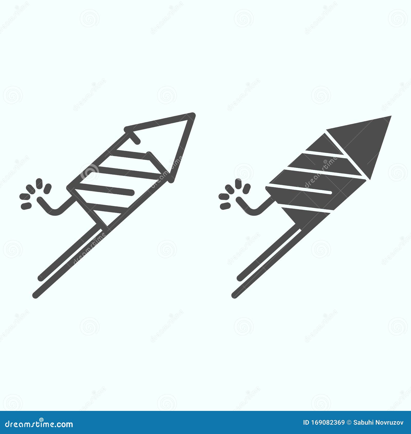 Firecracker Line and Glyph Icon. Burning Firework Vector Illustration ...