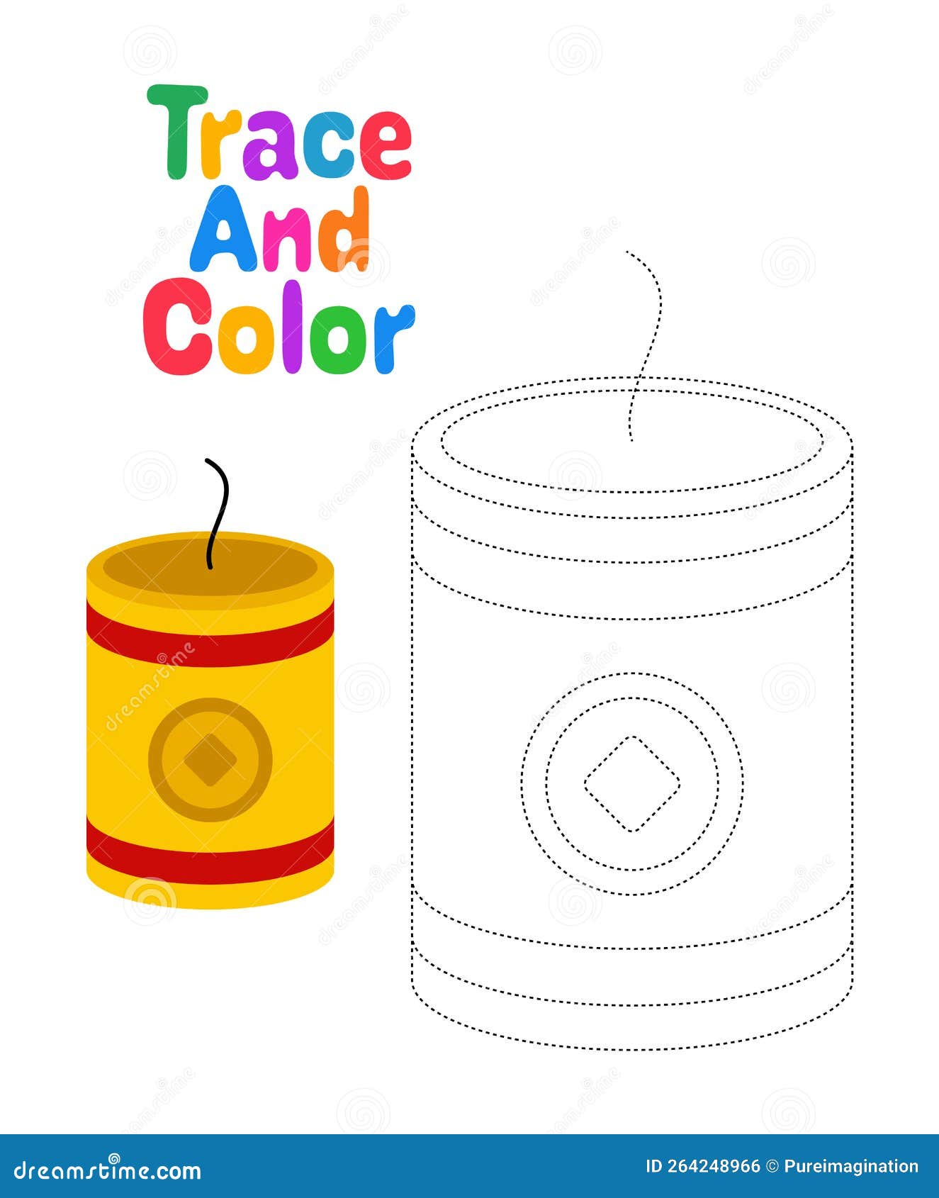 Firecracker Tracing Worksheet for Kids Stock Vector - Illustration of ...