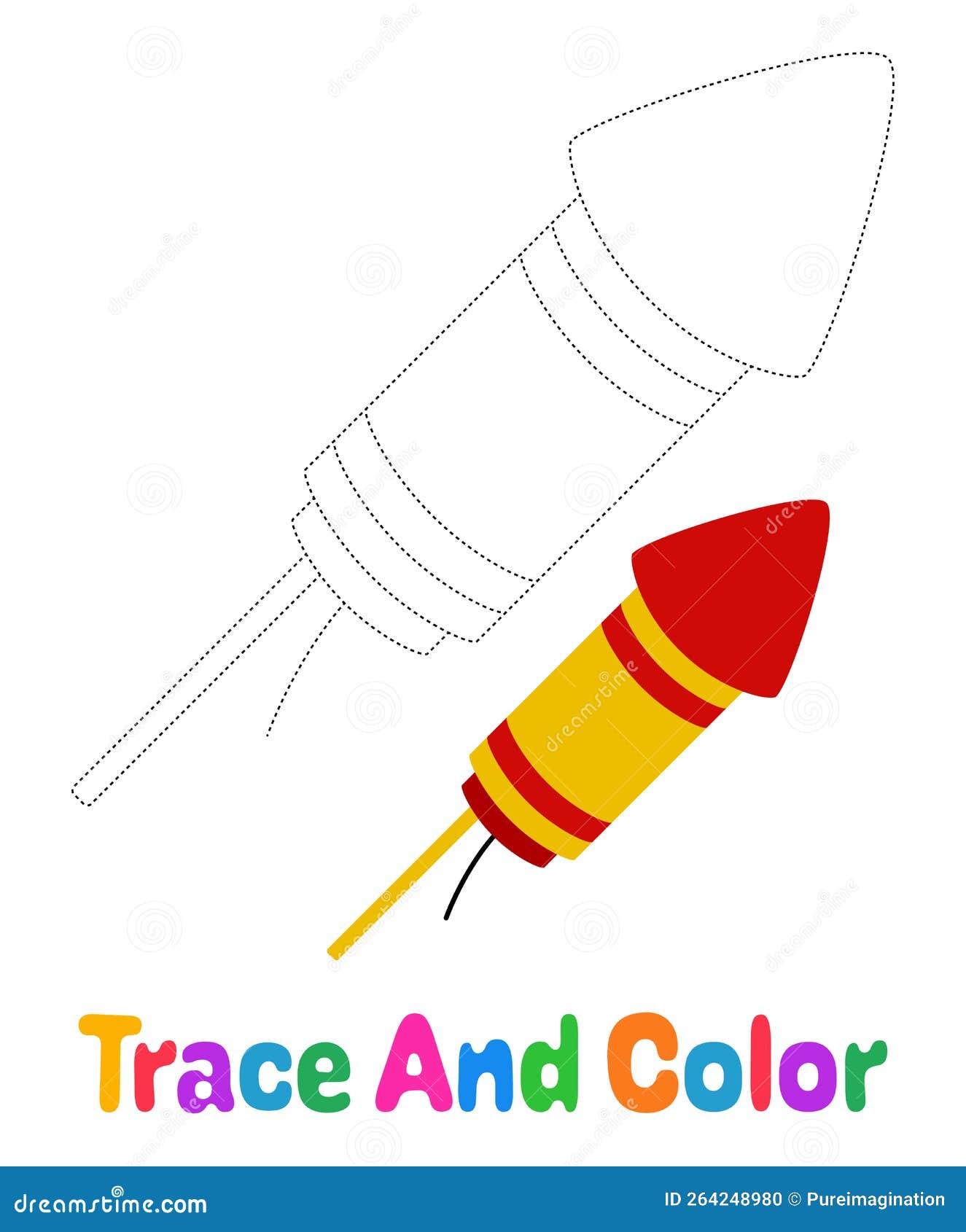 Firecracker Tracing Worksheet for Kids Stock Vector - Illustration of ...