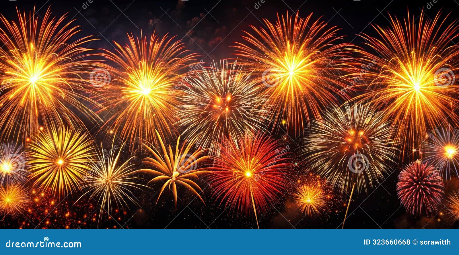 Firecrackers Burst Sequentially in the Night Sky Generative by AI Stock ...