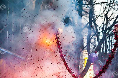 Firecrackers Exploding in the Street Stock Image - Image of celebration ...