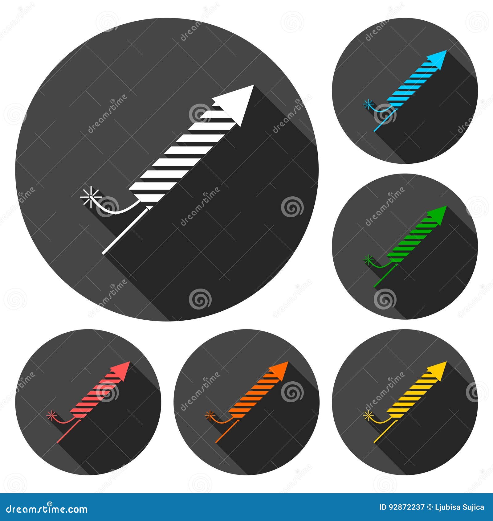 Firecrackers Icons Set with Long Shadow Stock Vector - Illustration of ...