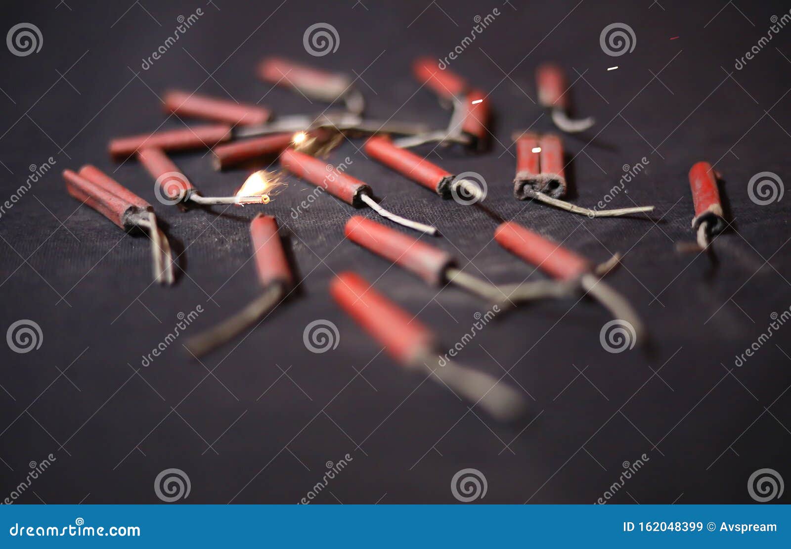 Firecrackers Isolated on Black Background Stock Image - Image of stick ...