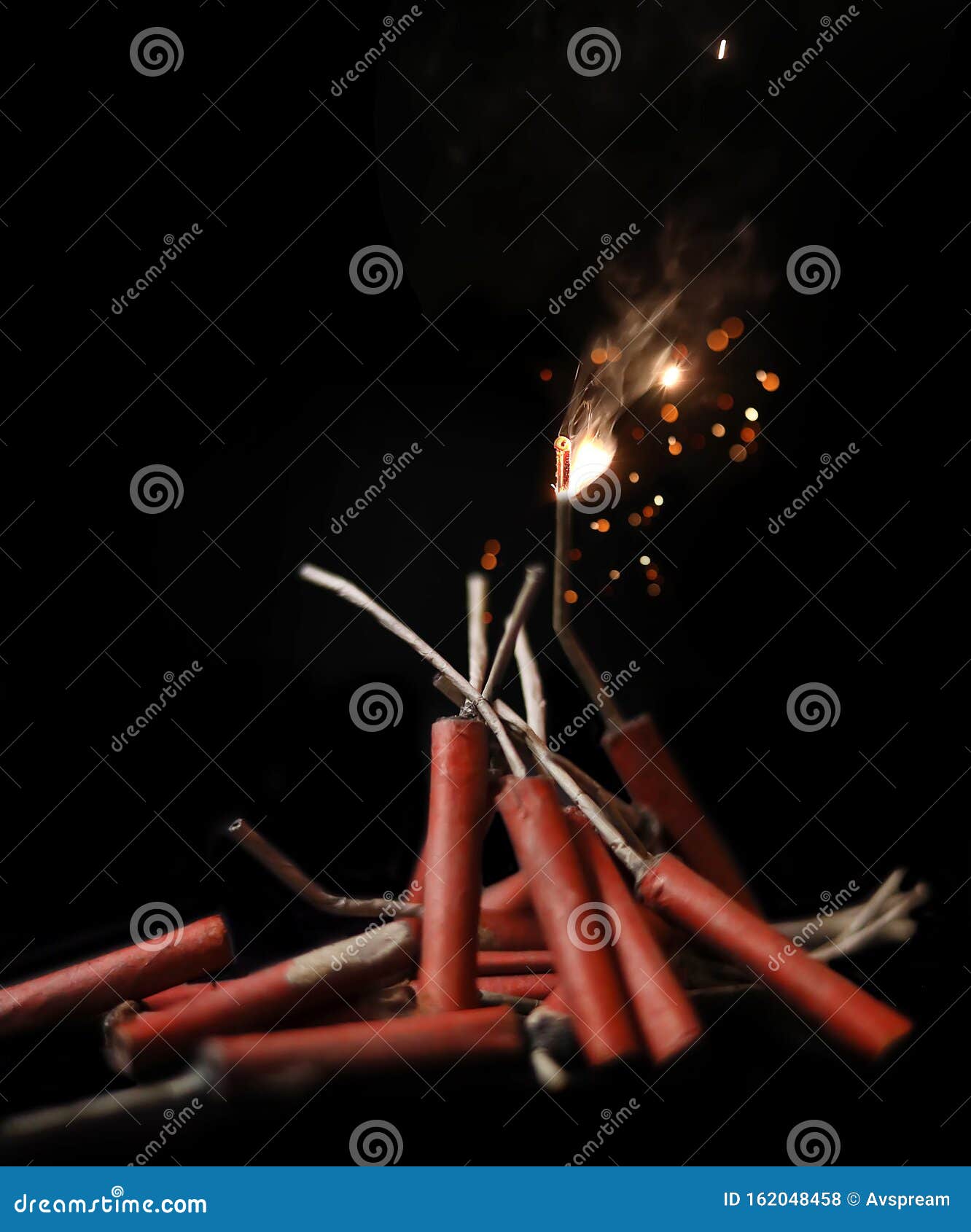 Firecrackers Isolated on Black Background Stock Photo - Image of ...