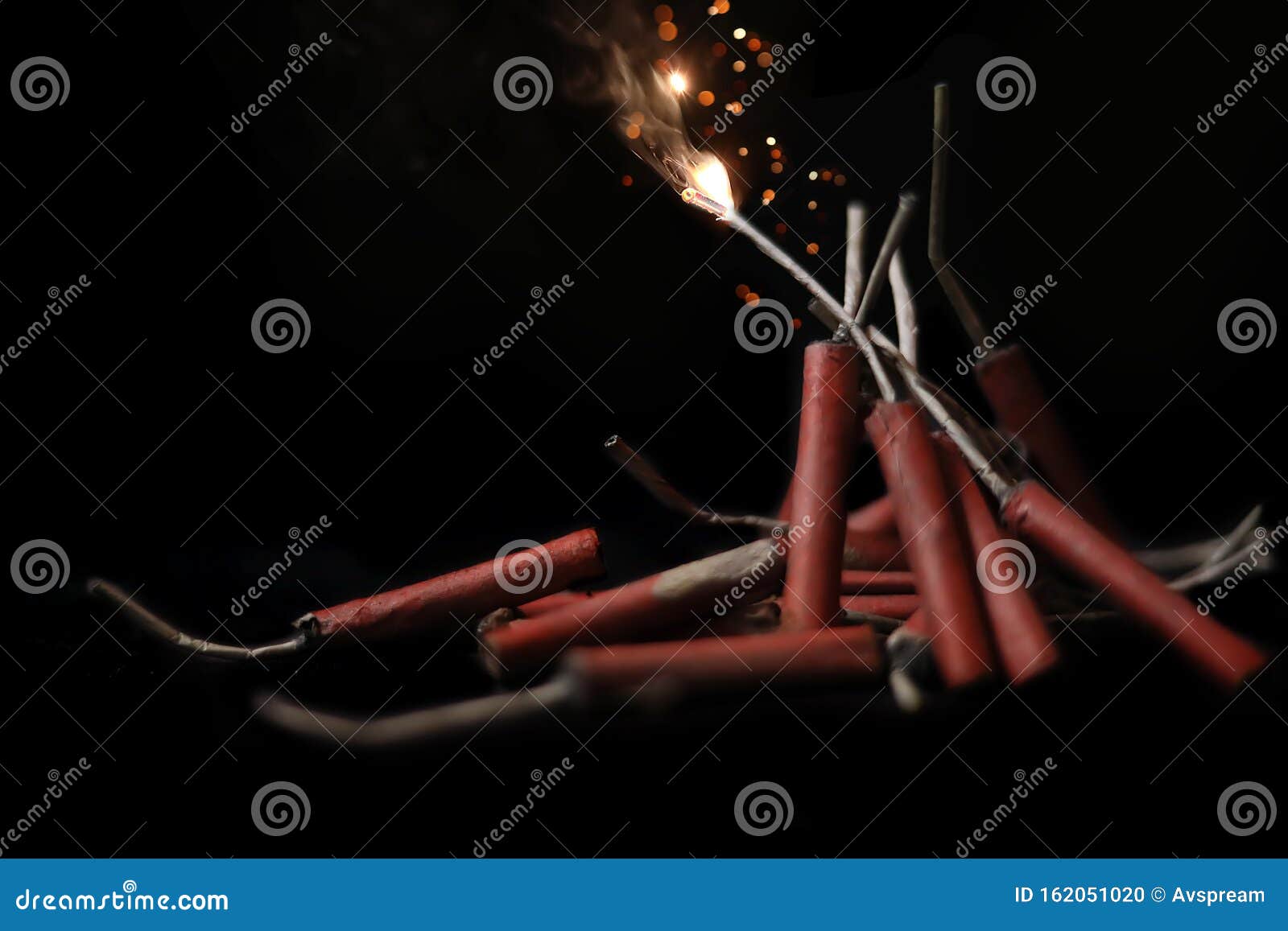 Firecrackers Isolated on Black Background Stock Photo - Image of ...