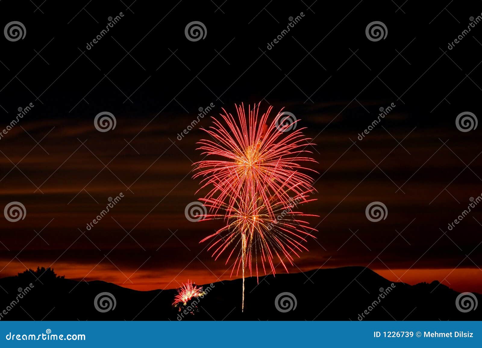 Firecrackers in the Sky during Sunset Stock Image - Image of fireballs ...