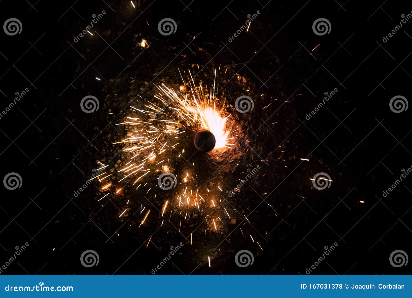 Firecrackers Spinning Illuminating the Night with Their Sparks Stock ...