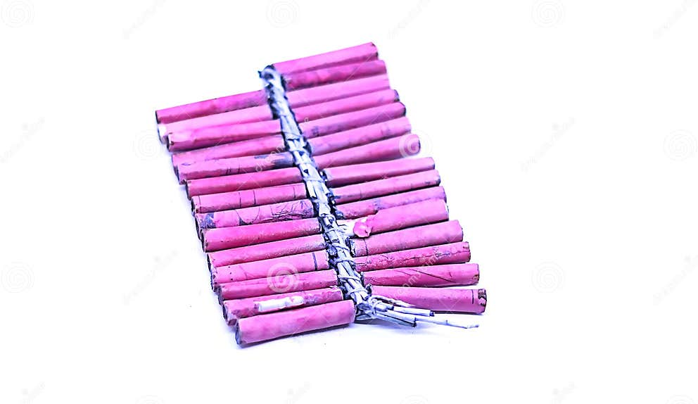 Firecrackers String Isolated on White Background Stock Photo - Image of ...