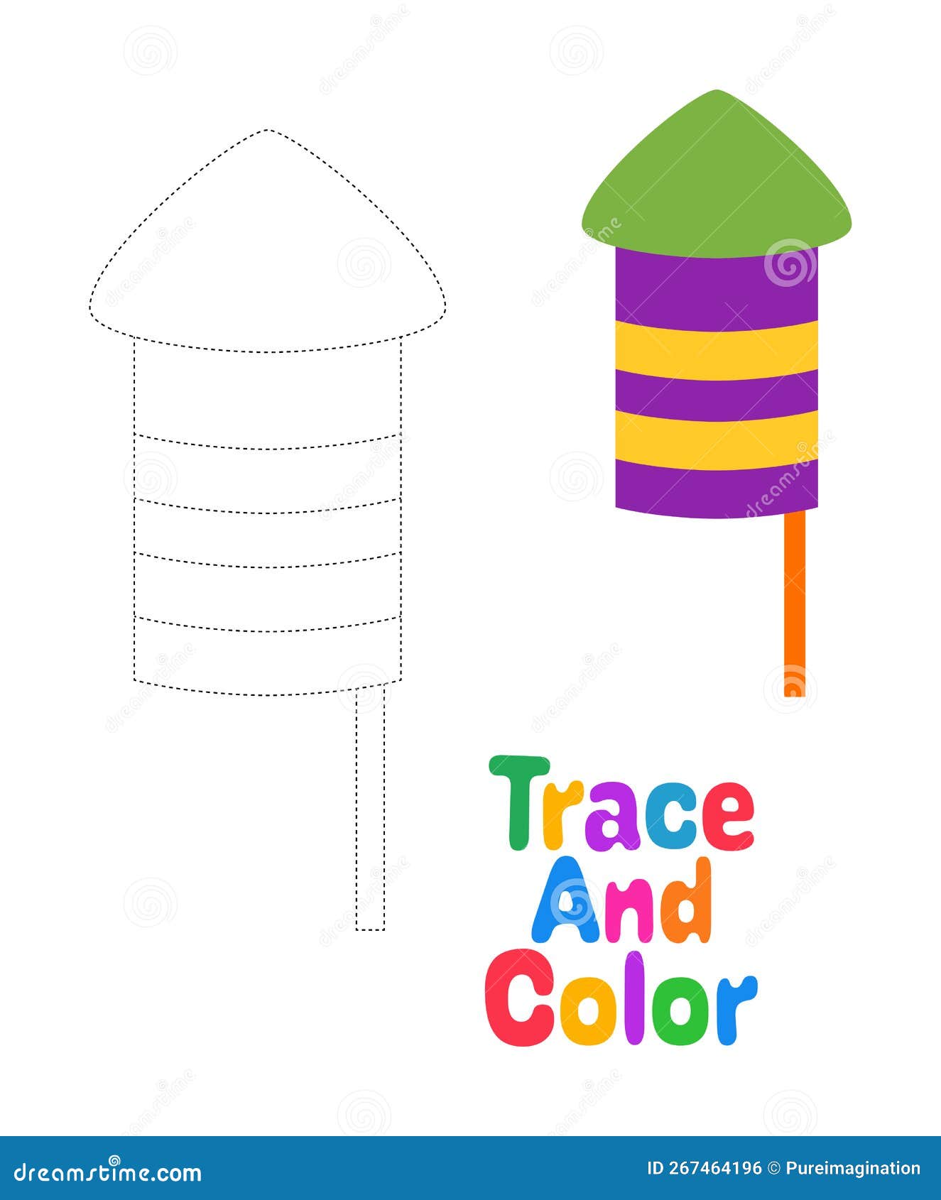 Firecrackers Tracing Worksheet for Kids Stock Vector - Illustration of ...