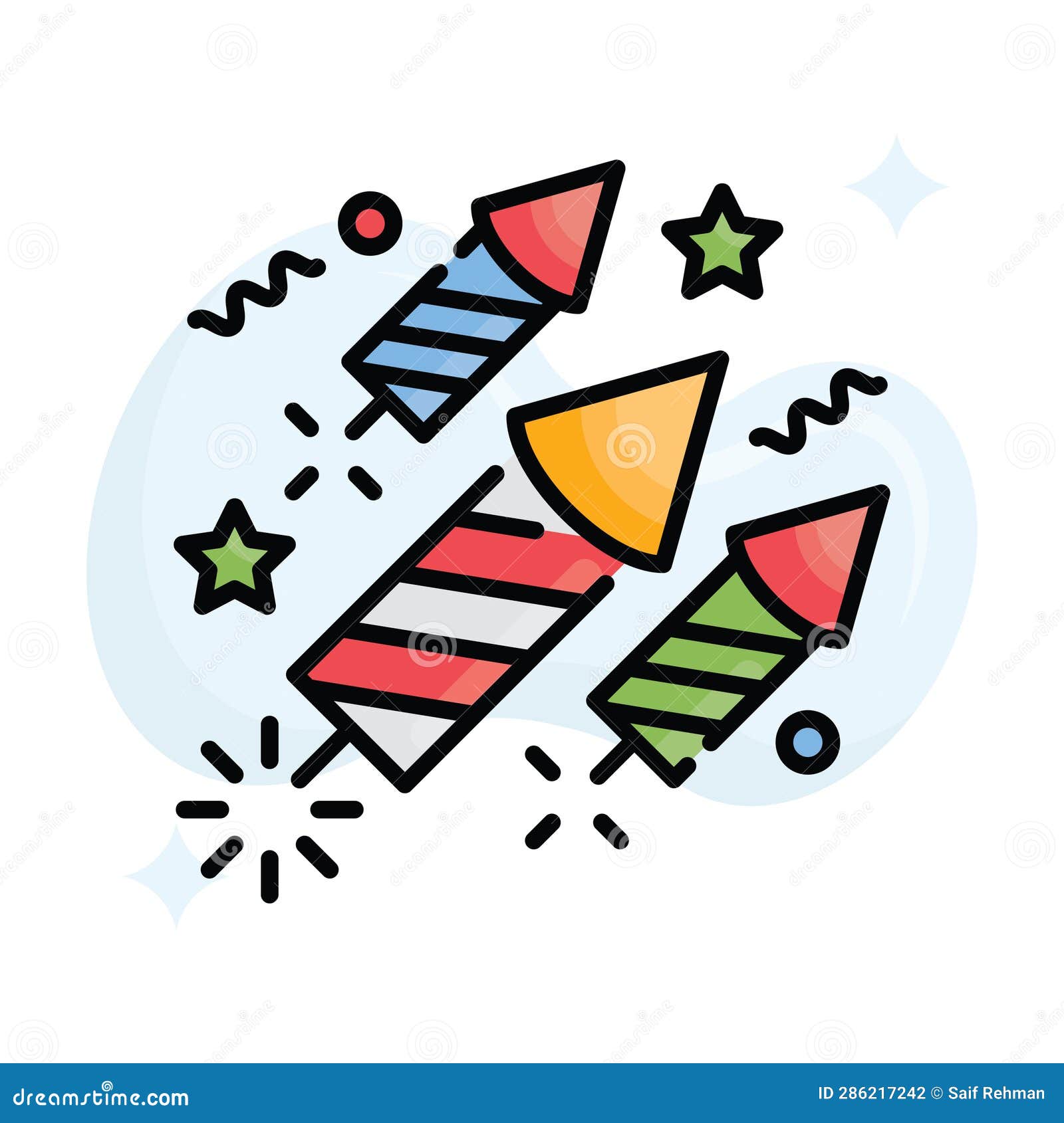 Firecrackers Vector Filled Outline with Background Icon Style ...