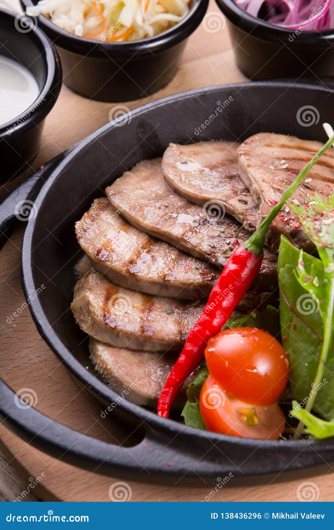 Fired Beef Tongue Served with Chili Pepper Stock Photo - Image of ...