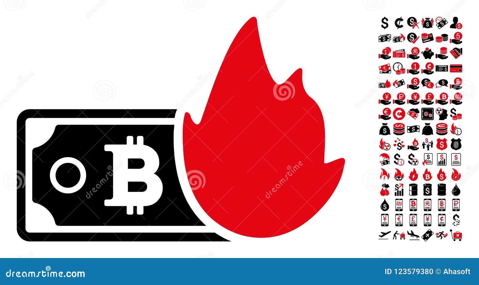 Fired Bitcoin Banknote Icon with 90 Bonus Pictograms Stock Vector ... Fired Bitcoin Banknote Icon with 90 Bonus Pictograms Stock Vector ...