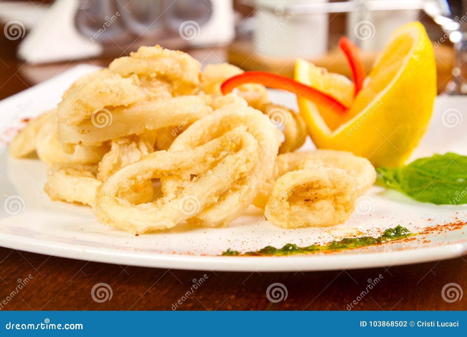 Fired calamari stock photo. Image of gold, fish, cooking - 103868502