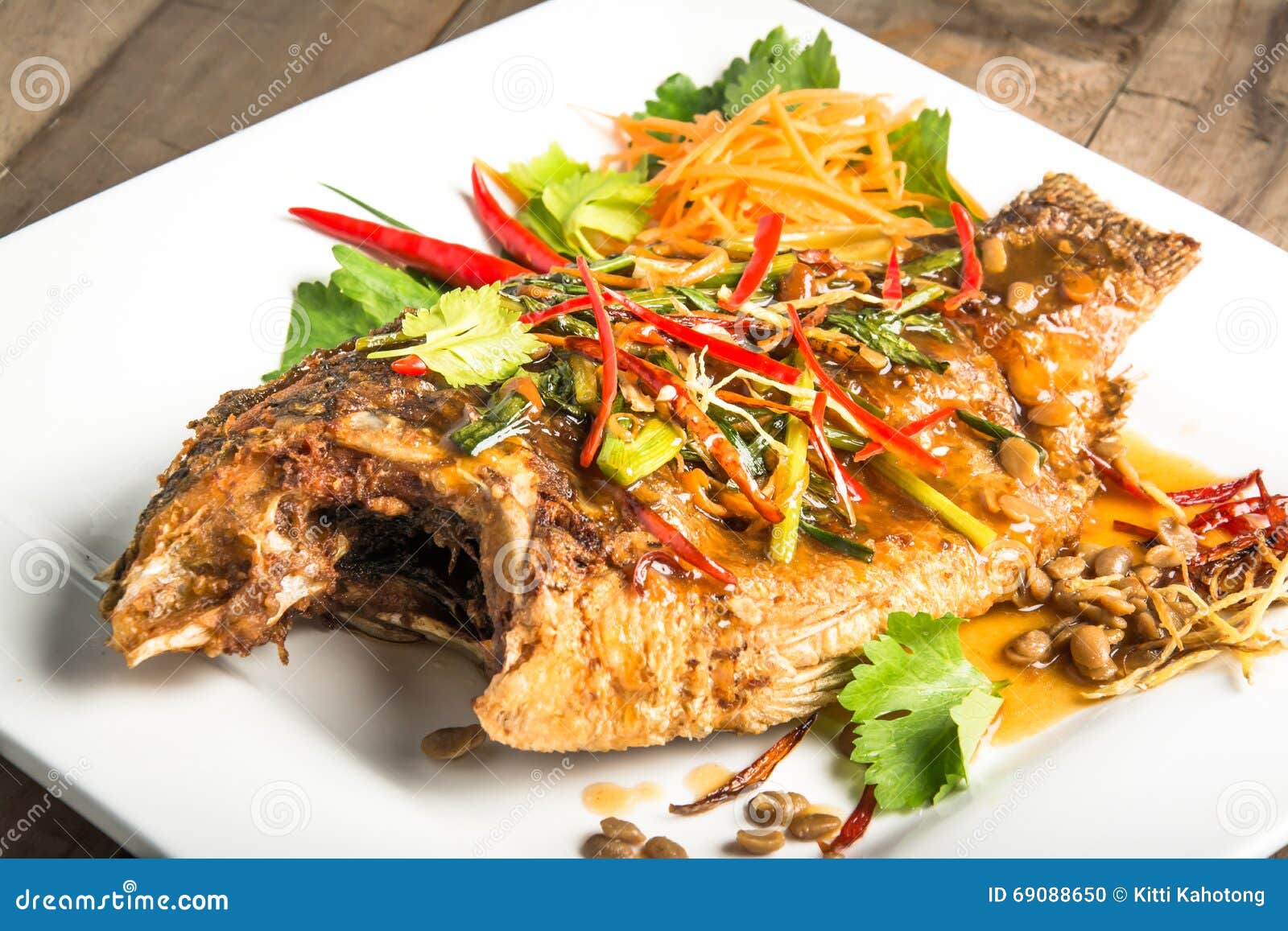 Fired fish stock photo. Image of dinner, asian, healthy - 69088650