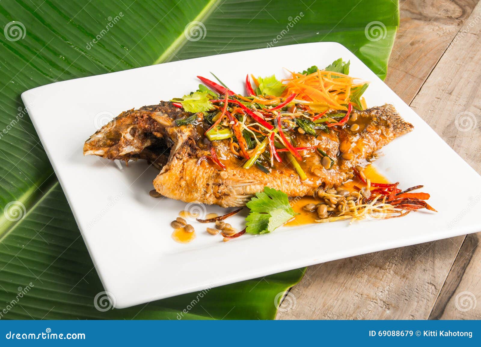 Fired fish stock image. Image of dinner, cooking, grilled - 69088679