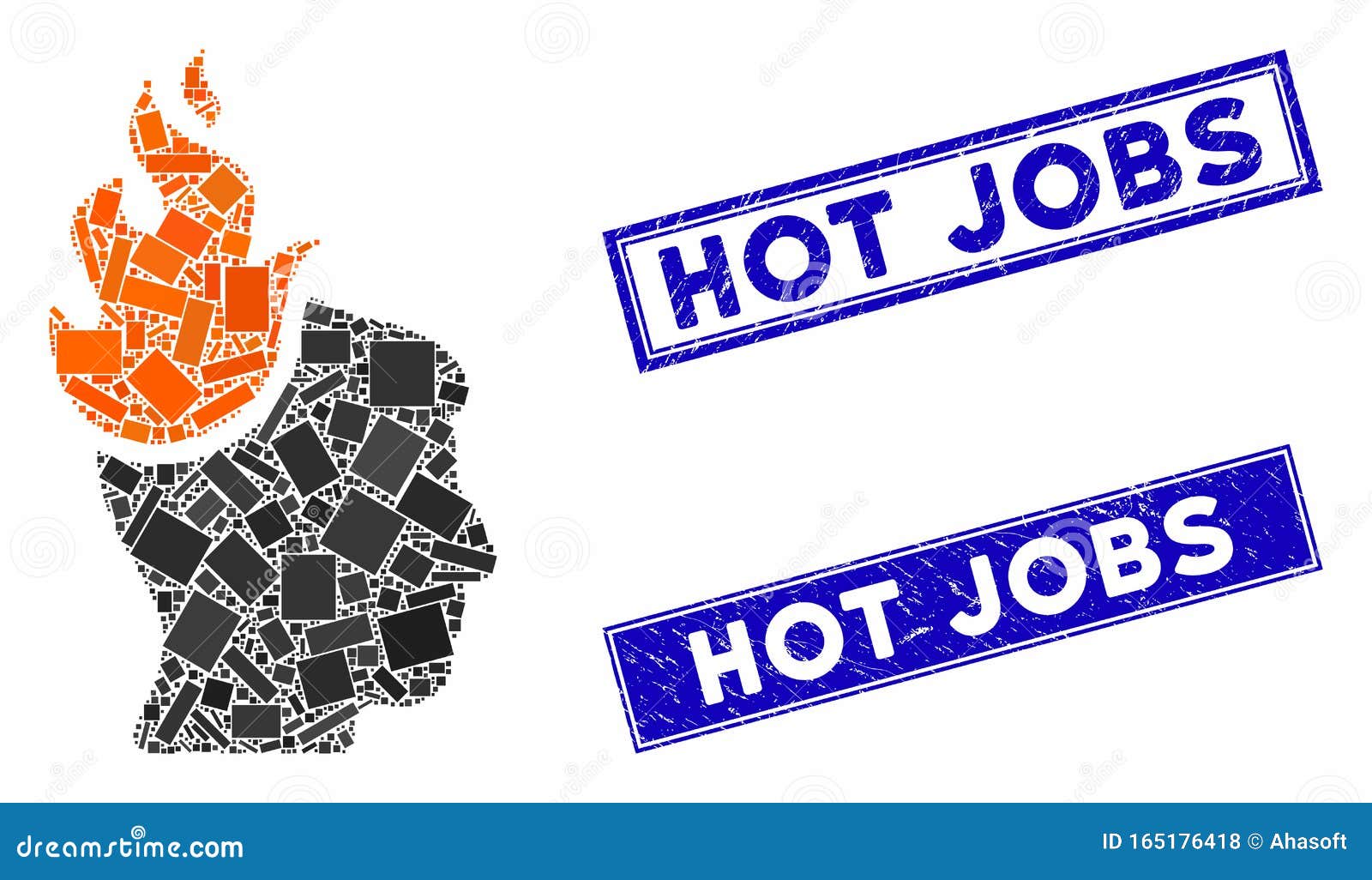 Fired Head Mosaic and Scratched Rectangle Hot Jobs Seals Stock ...