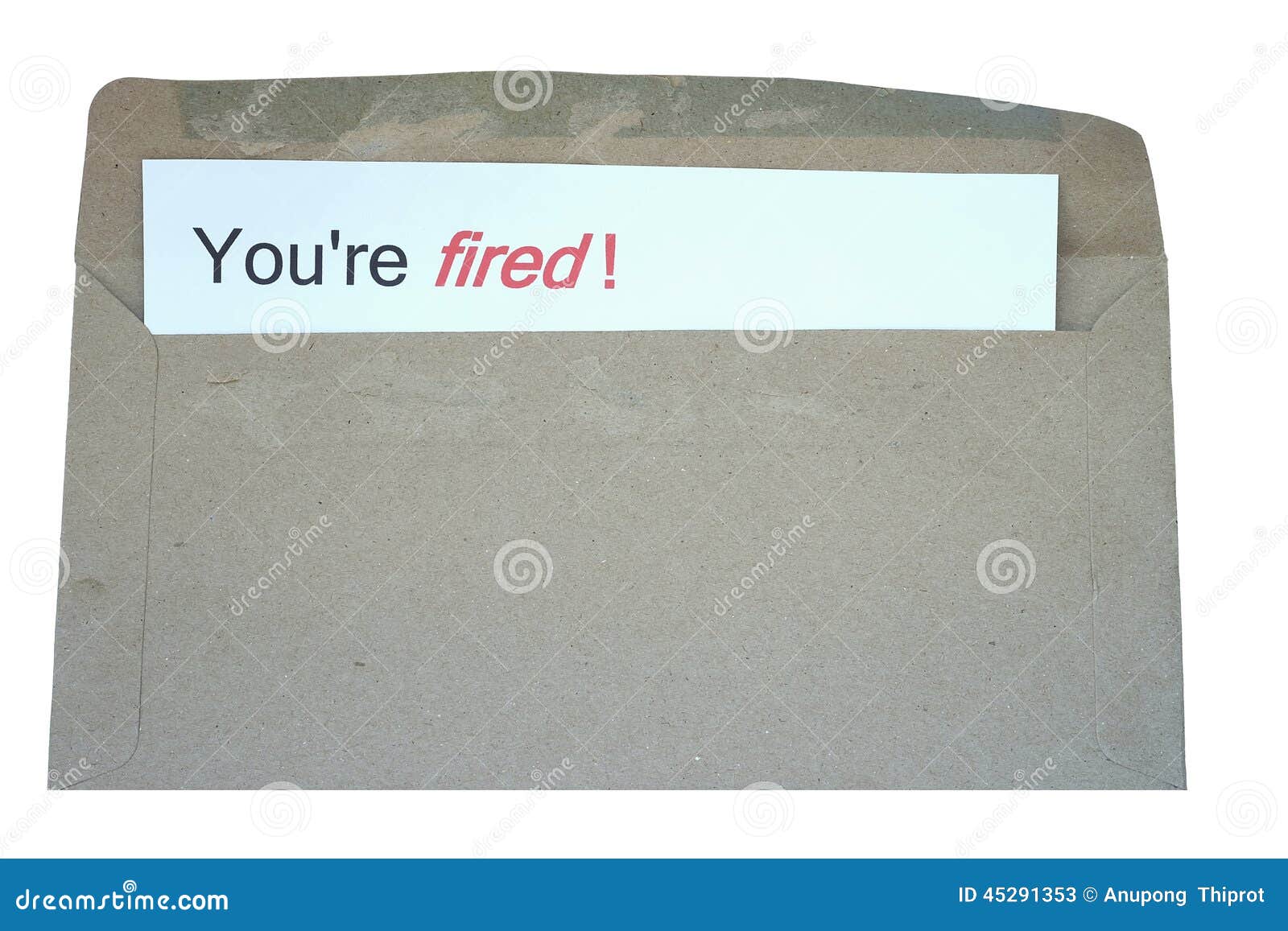 Fired Letter, Open Envelope with You Re Fired Word Stock Image - Image ...