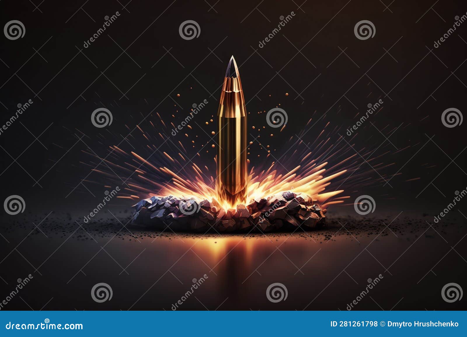 Fired Projectile Flying with Fire Traces. Generative AI. Stock ...