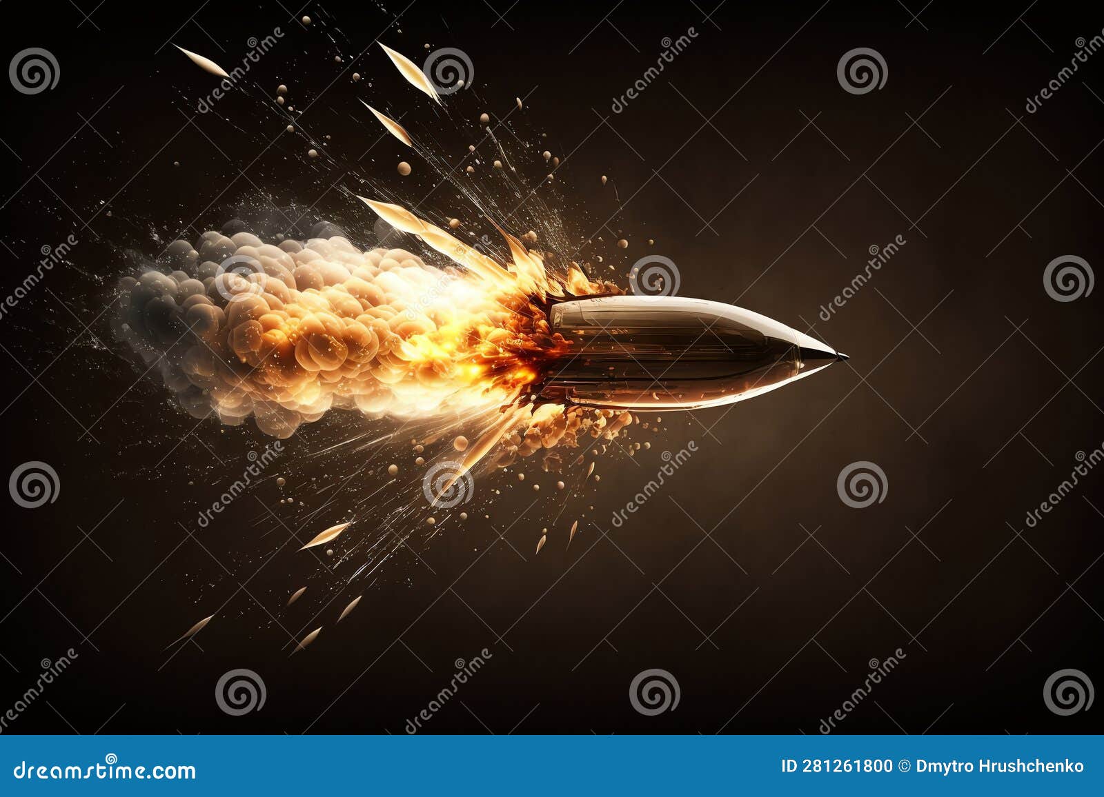 Fired Projectile Flying with Fire Traces. Generative AI. Stock ...