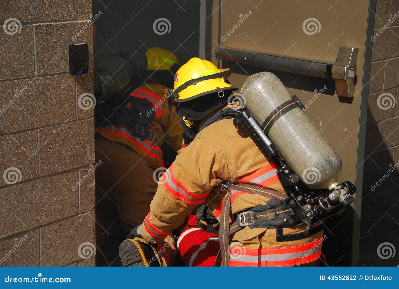 Firefigher and smoke stock photo. Image of bunker, structure - 43552822