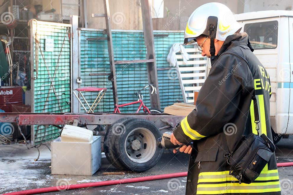 Firefighter editorial photography. Image of instrument - 22048587
