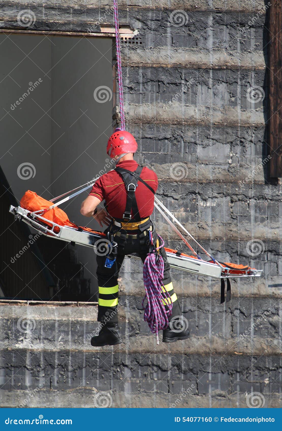 Firefighter in Action with Foam To Put Out the Fire Stock Photo - Image ...