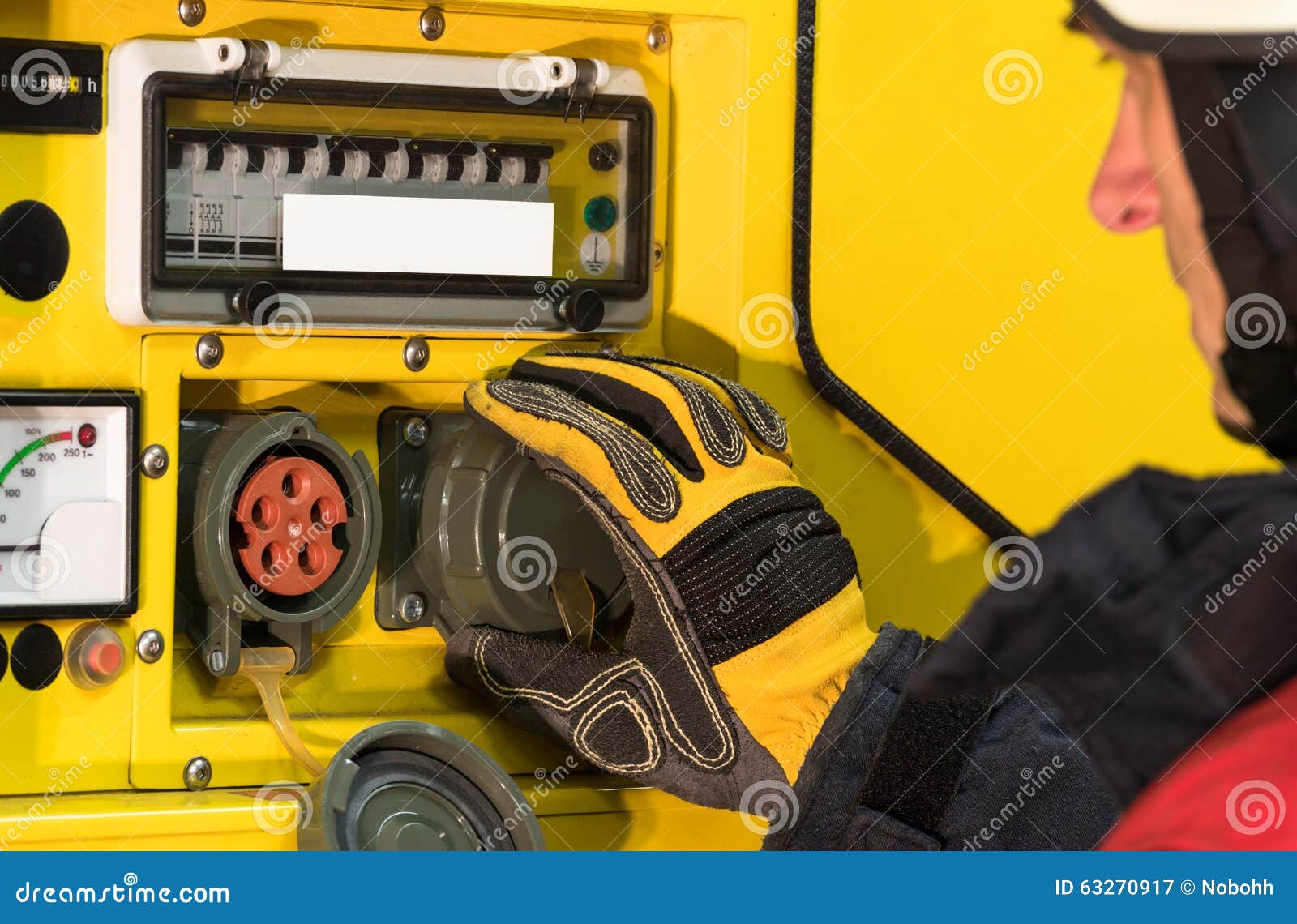 Firefighter in Action and Used the Electricity Generator Stock Image ...