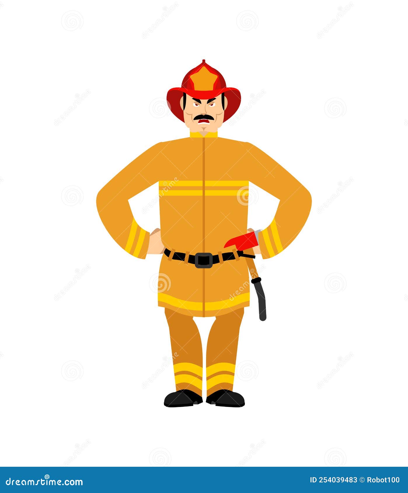 Firefighter Angry. Fireman Evil Emotions Stock Vector - Illustration of ...