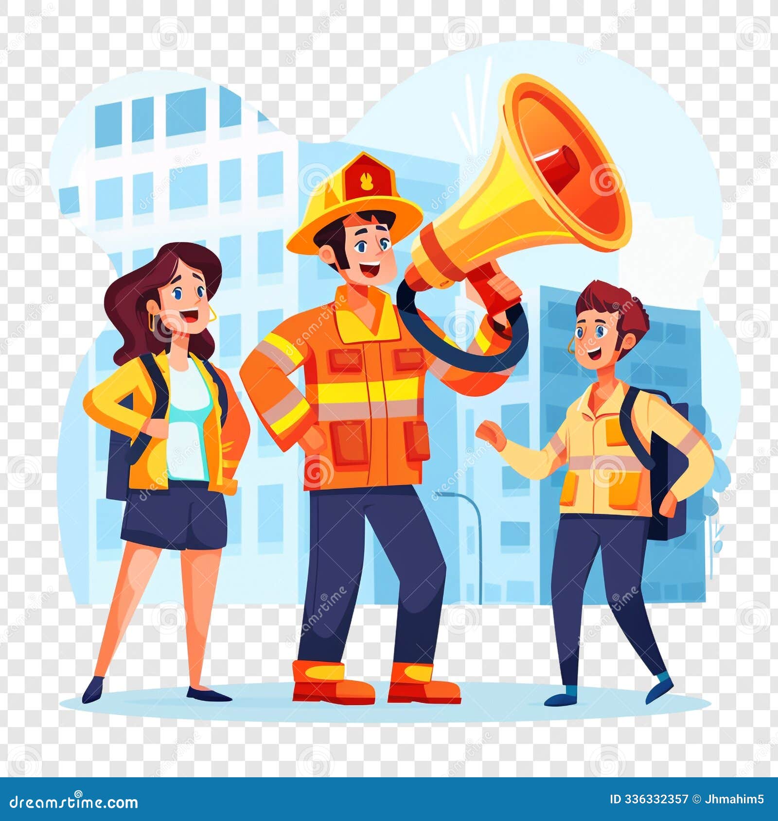 Firefighter Announcing with a Megaphone Stock Illustration ...