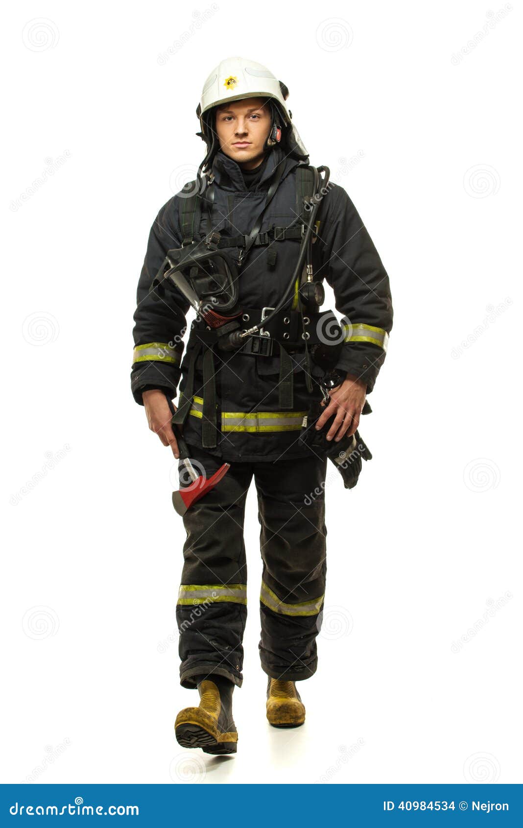 Firefighter with axe stock photo. Image of crew, emergency - 40984534